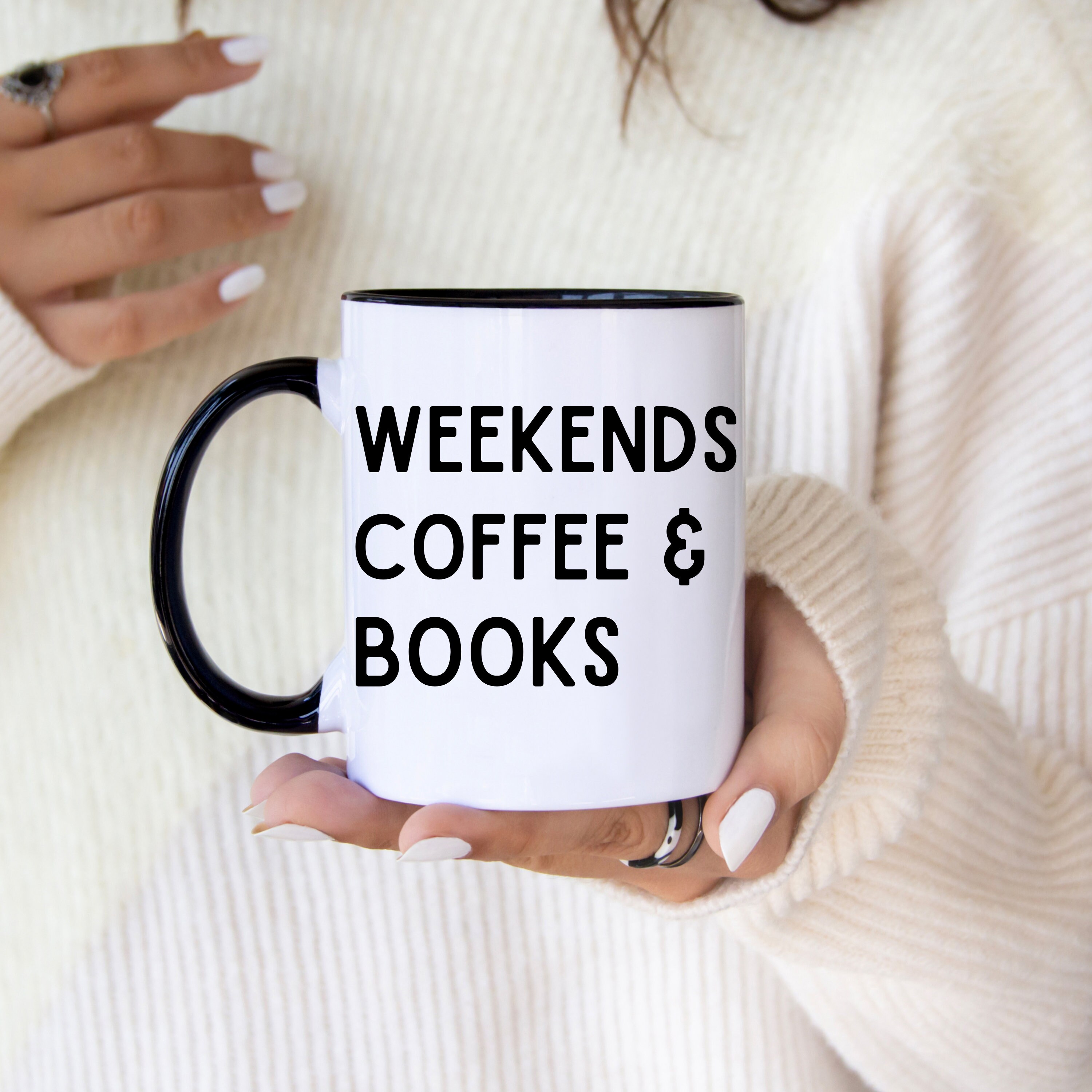 Weekend Coffee and Books Mug, Weekend Book Lover Coffee Mug, Weekends ...