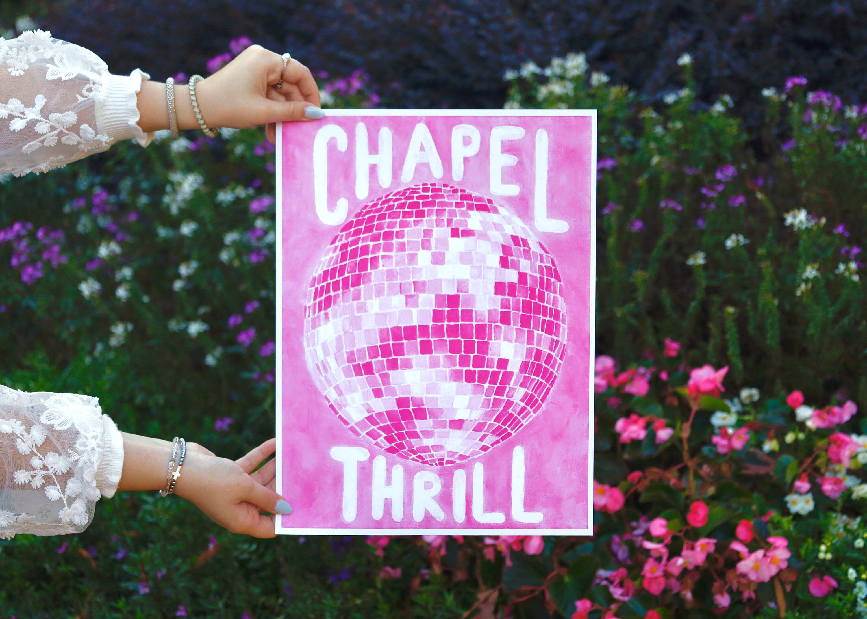 PINK UNC Chapel Hill Disco Ball Art Print | CUSTOM Color Disco Ball Art ...