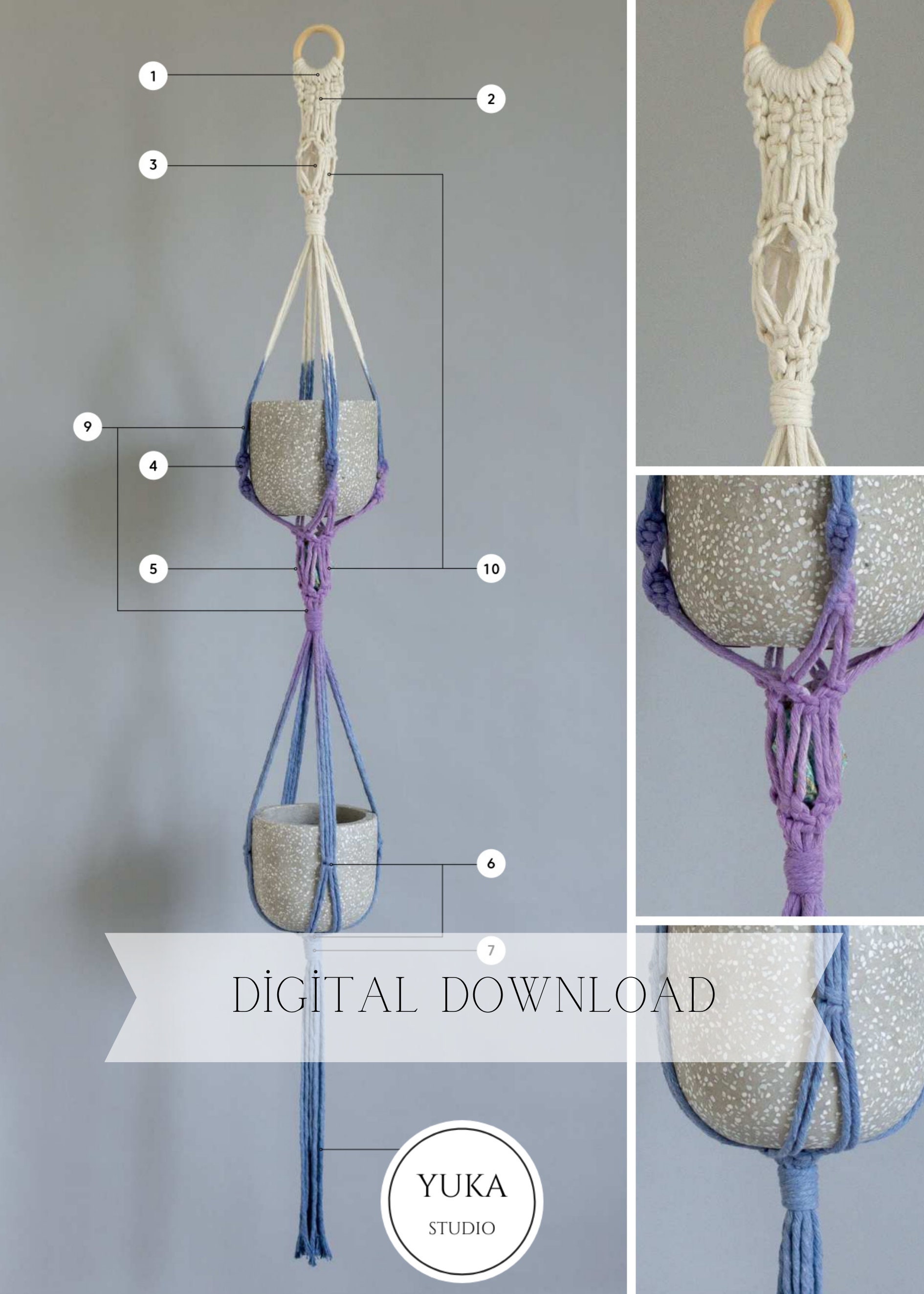 Macrame Plant Hanger Pattern, Macrame Tutorial, Step by Step DIY ...