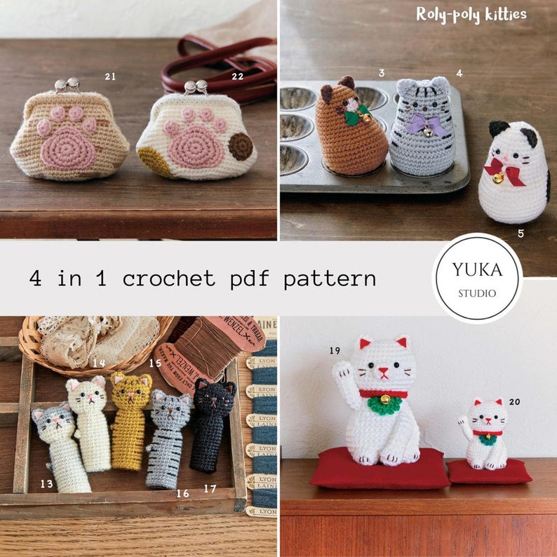 4 in 1 Crochet Cat Pattern Crochet Cat Puppets Pattern Cat - Etsy