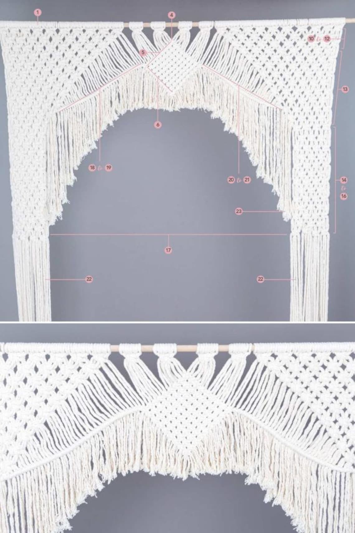 DIY Tutorial for Macrame Curtain, Window Drapery/garland, Door Covering ...