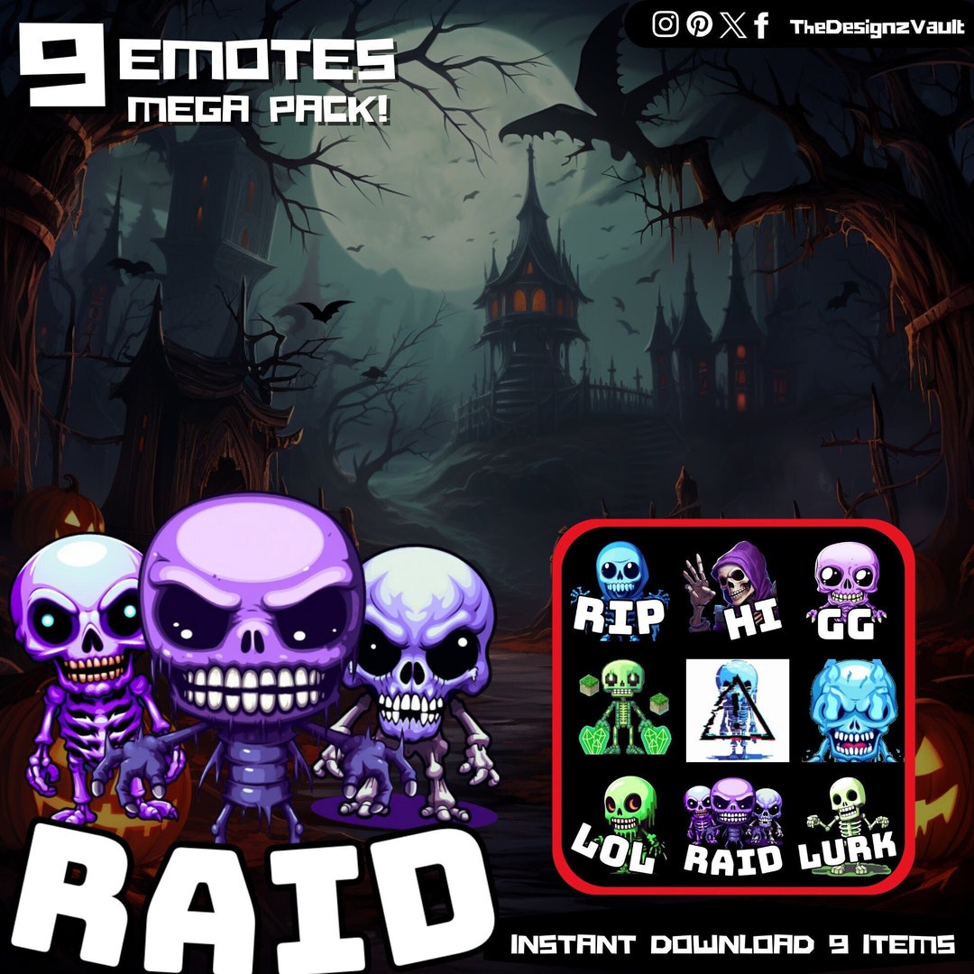 Skeleton Emotes 9 High Quality Pngs Streaming Twitch Emotes - Etsy