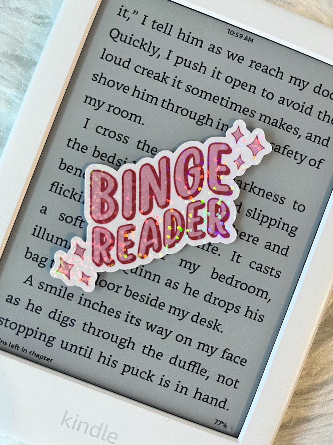Binge Reader Glitter Sticker - Etsy