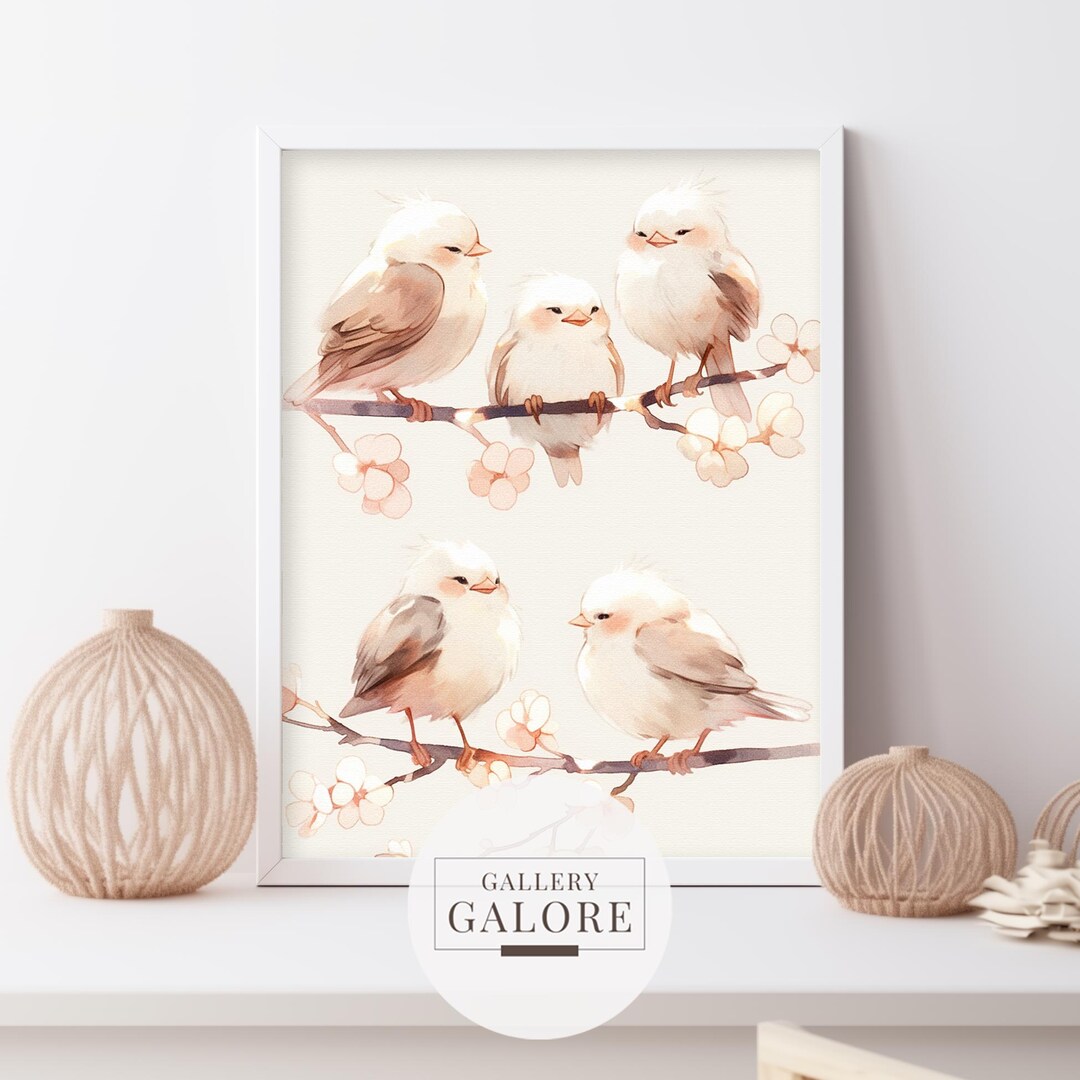 Baby Birds Nursery Art: Pastel Floral Print (digital Download) - Etsy