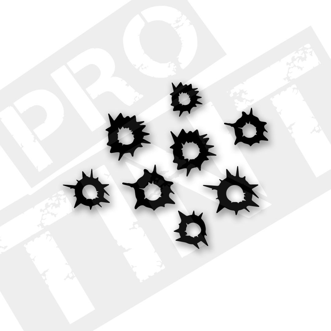 Bullet Hole Vinyl Decal Set of 8 - Waterproof Vinyl, Car Decal, Laptop ...
