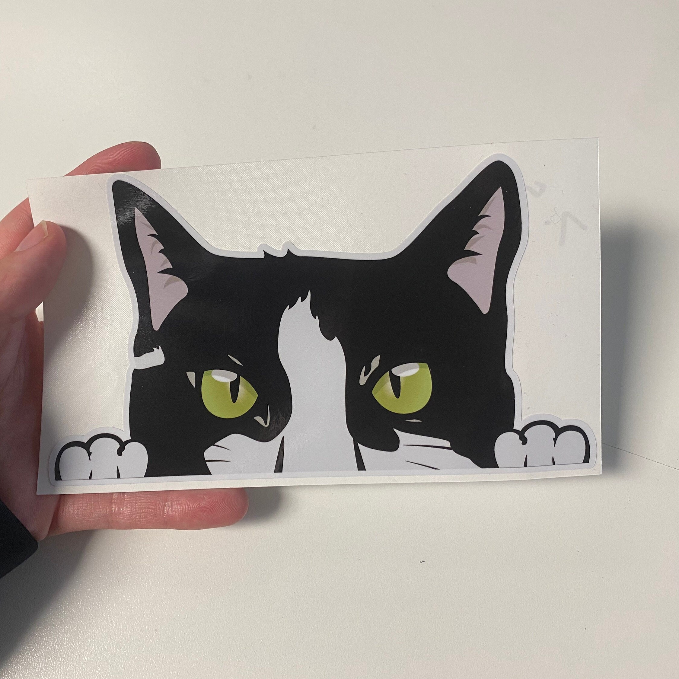 Peeking Tuxedo Cat Vinyl Decal, Black Cat - Waterproof Vinyl, Car Decal ...