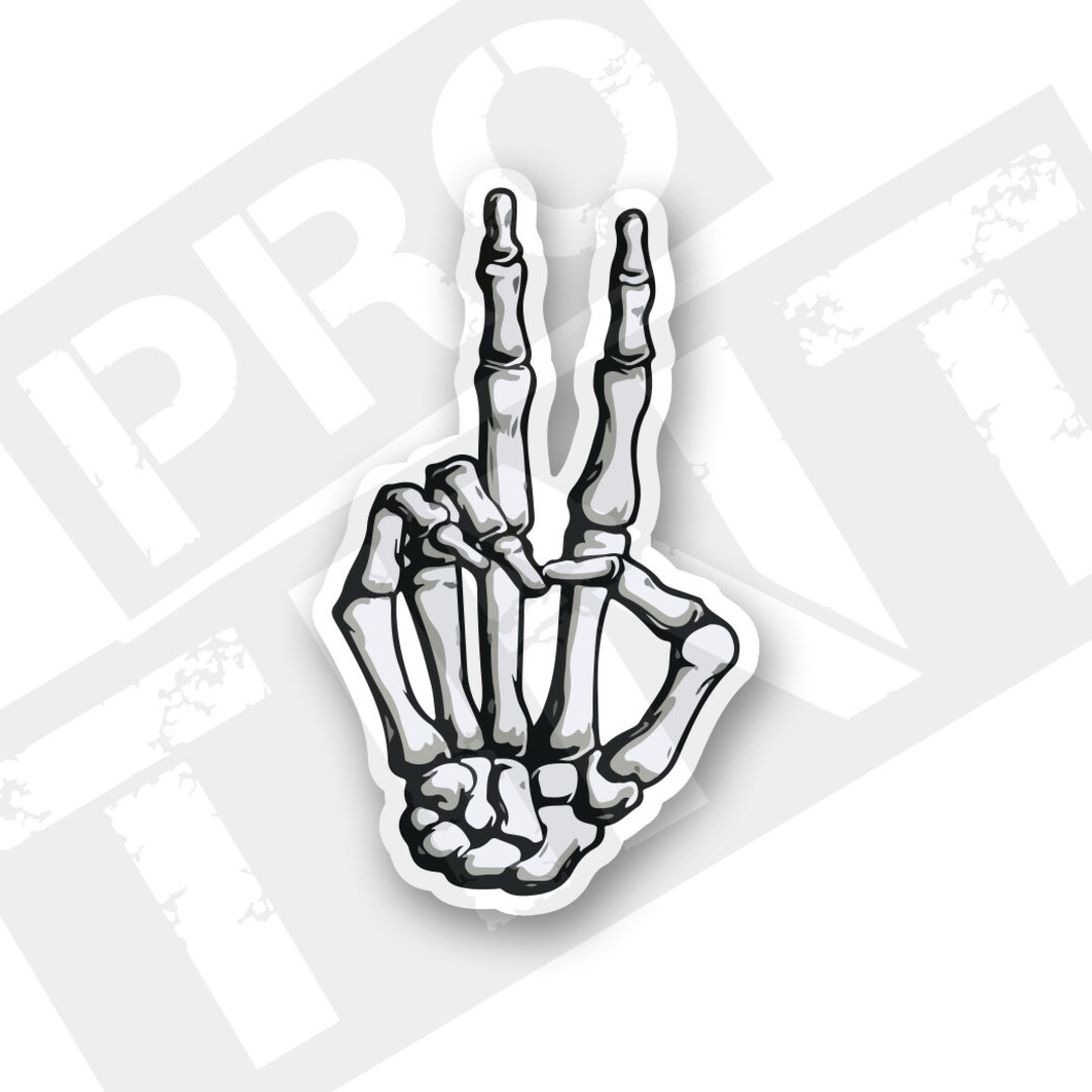 Skeleton Hand Peace Sign Sticker Vinyl Decal - Waterproof Vinyl, Skull ...
