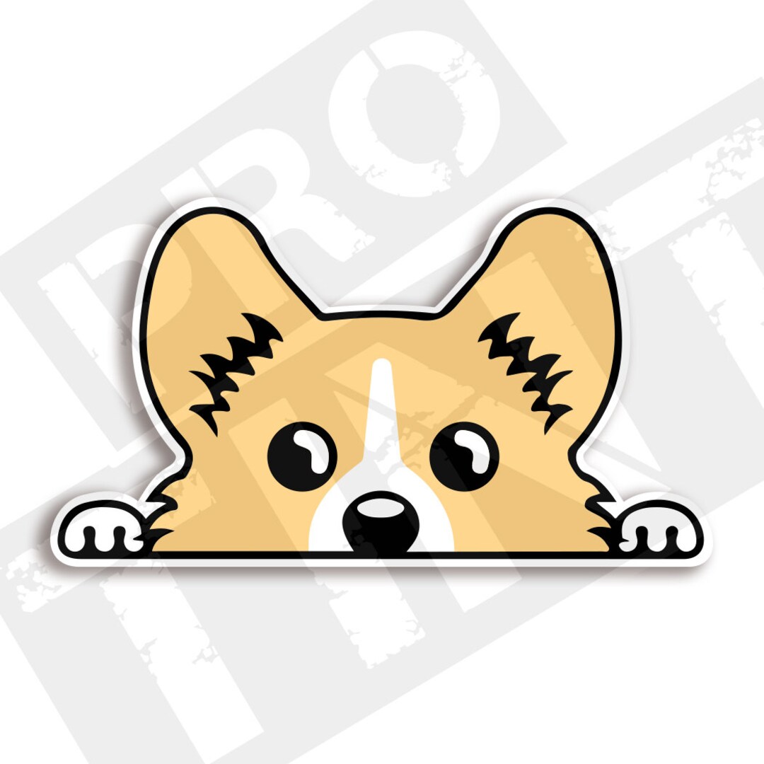 Cute Dog Peeking Decal, Corgi Peeker - Waterproof Vinyl, Car Decal ...