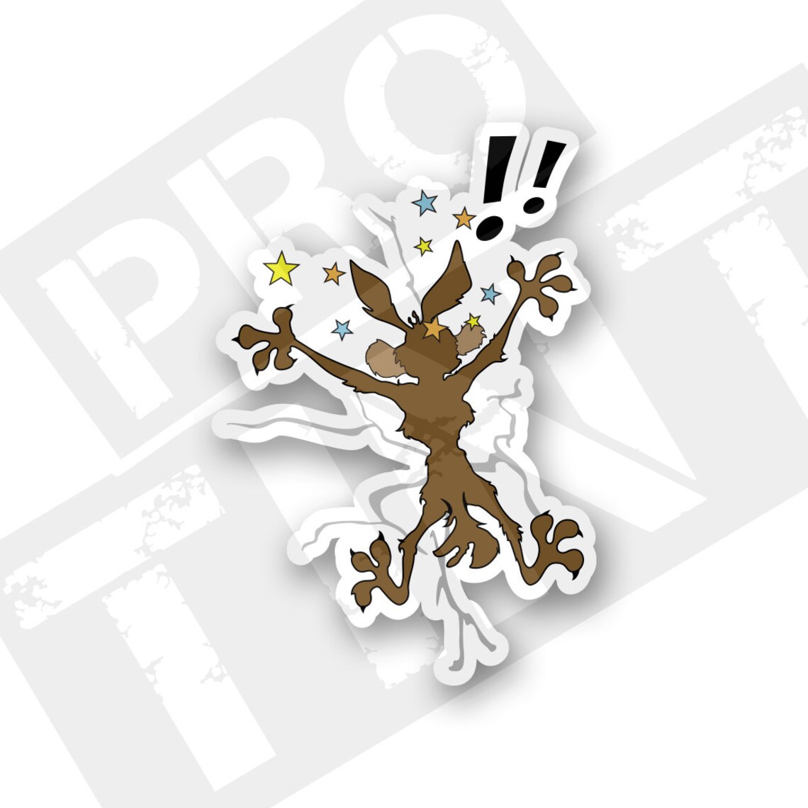 Coyote Cartoon Splat Vinyl Decal - Waterproof Vinyl, Car Decal, Laptop ...