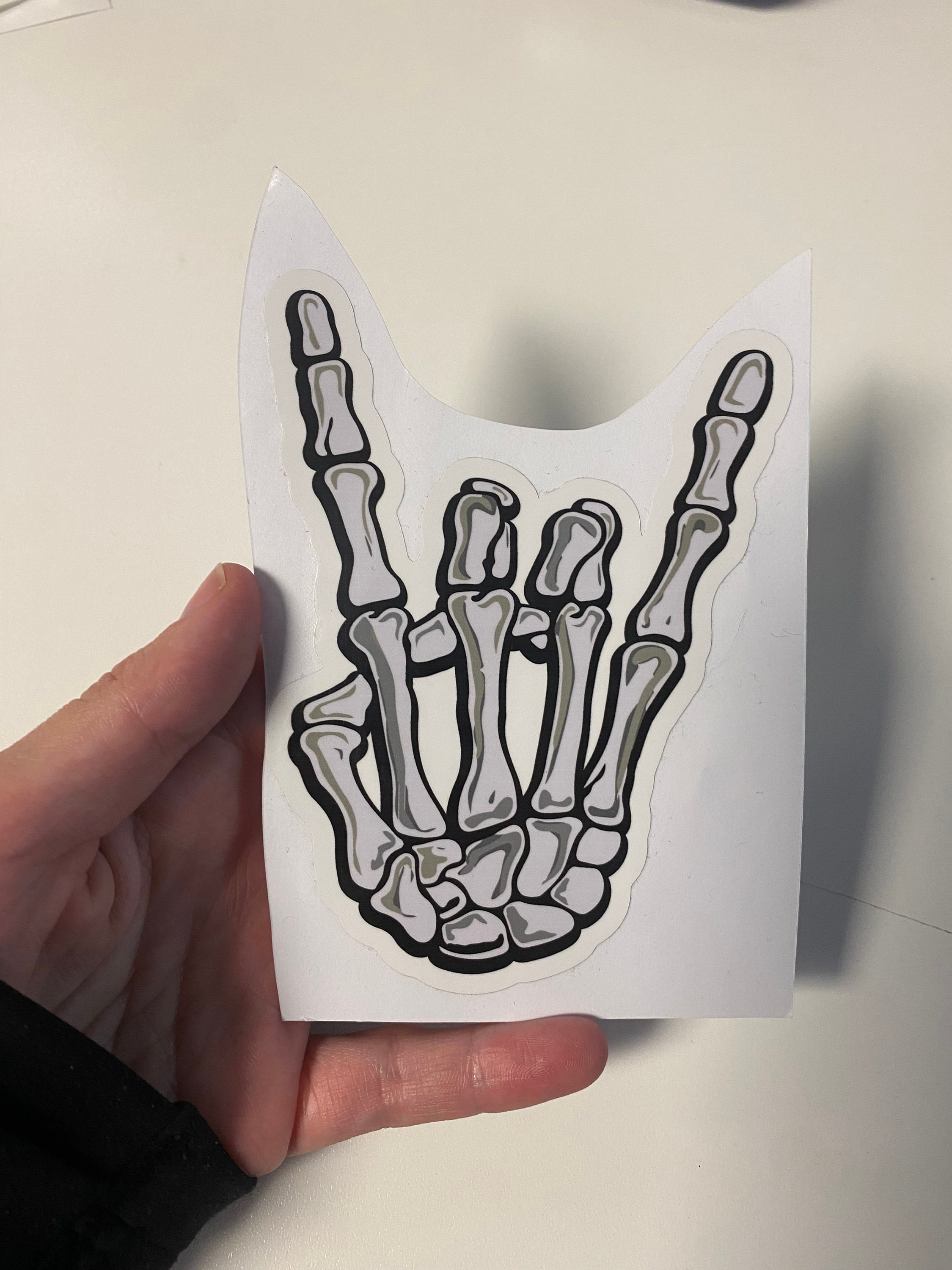 Skeleton Hand "rock On" Sign Sticker Vinyl Decal - Waterproof Vinyl ...