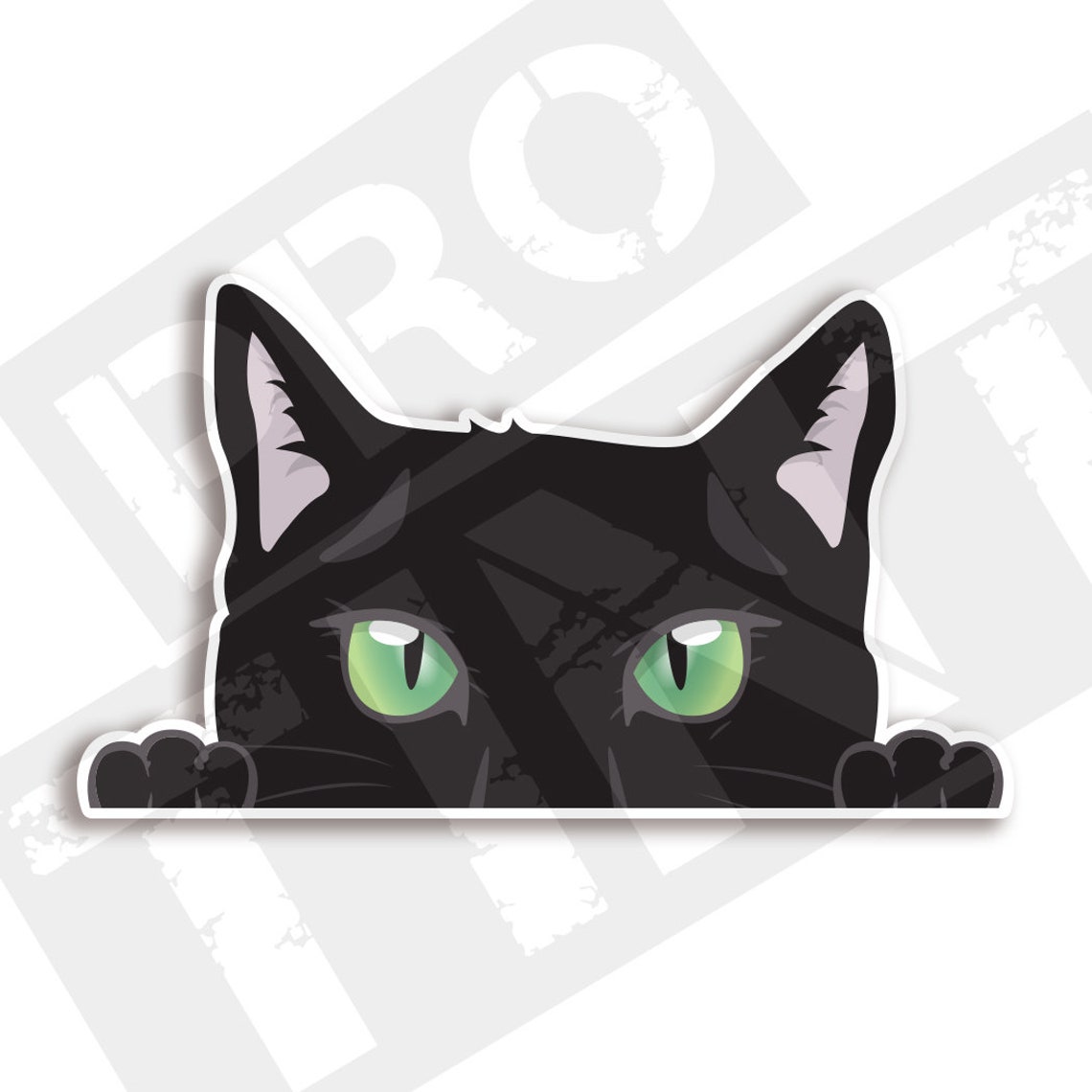 Peeking Cat Vinyl Decal, Black Cat - Waterproof Vinyl, Car Decal ...