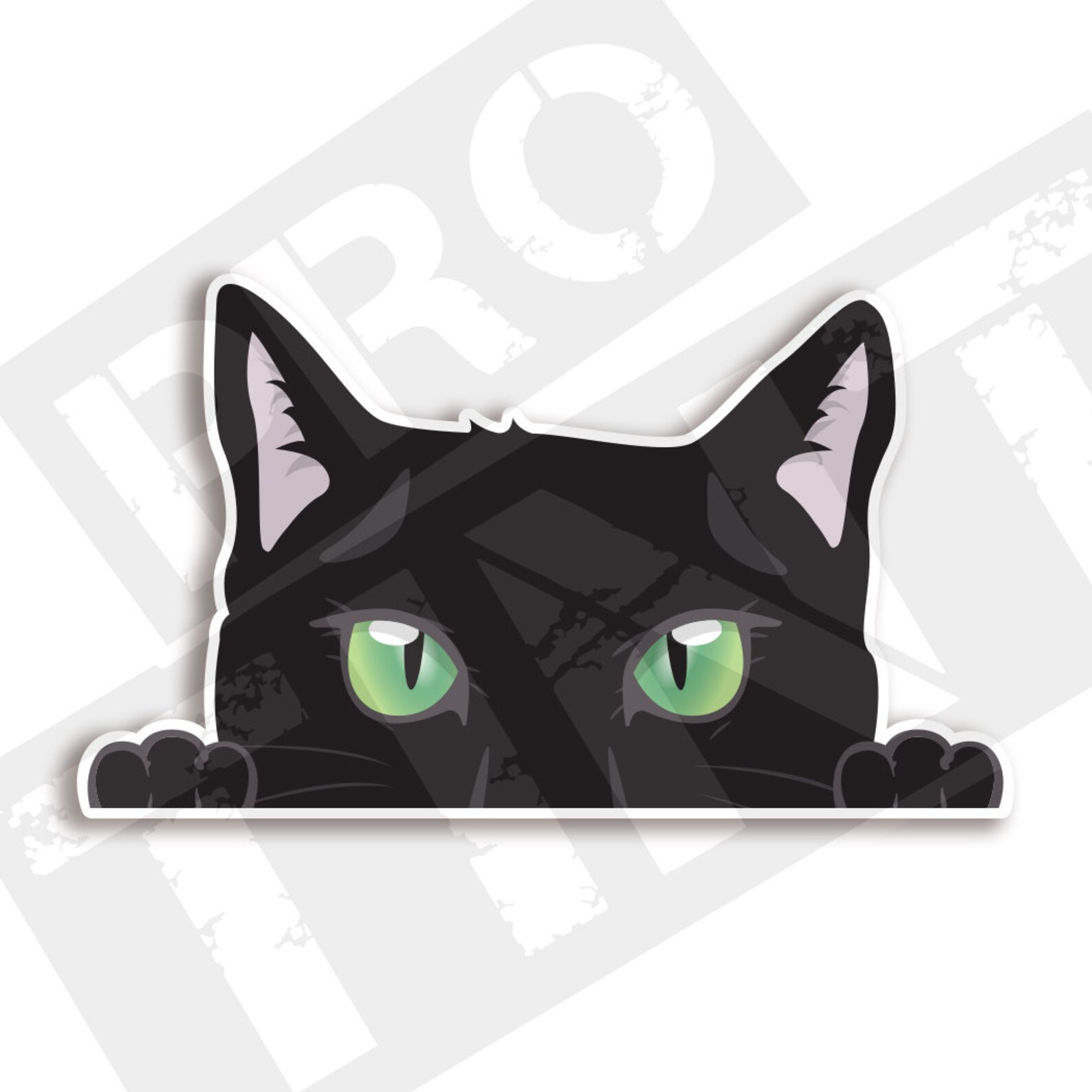Peeking Cat Vinyl Decal, Black Cat - Waterproof Vinyl, Car Decal ...