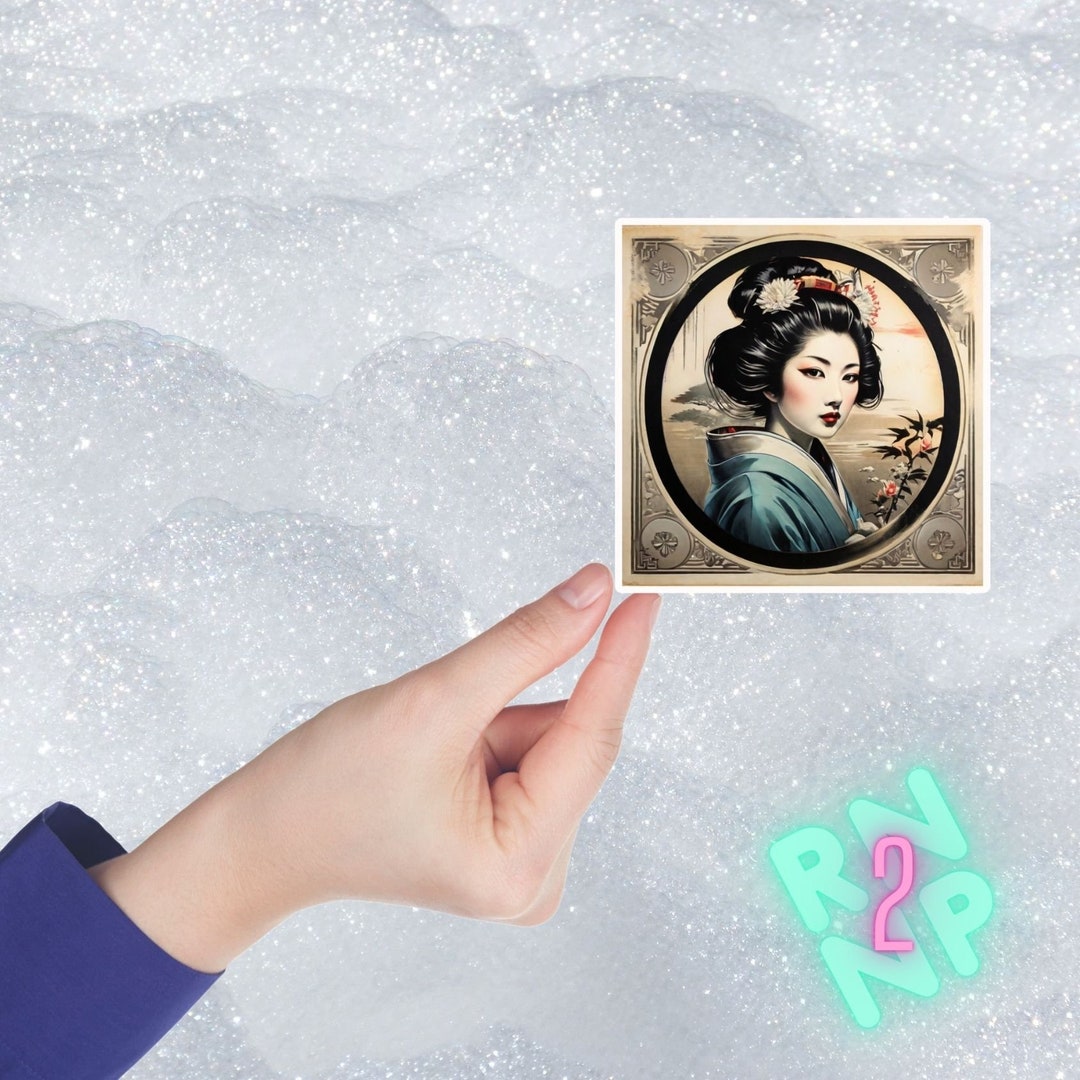 Geisha Sticker, Dark Retro Postage, Geisha Decal, Vinyl Sticker, Laptop ...