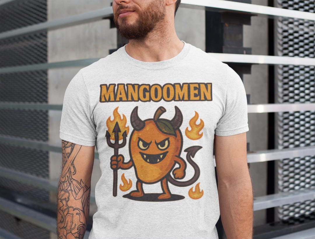 Mangoomen T-shirt Demon Mango With Horns, Tail & Trident | Halloween ...