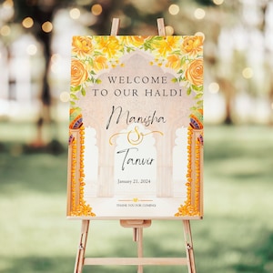 Indian Wedding Welcome Sign, Haldi Entrance Sign, Haldi Mehndi Decor ...