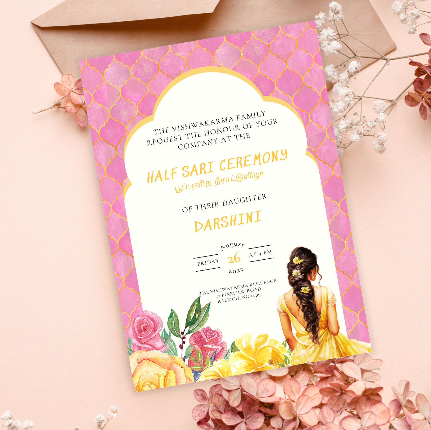 Tamil Puberty Ceremony Invitation Template, Samathiya Veedu Evite Card ...