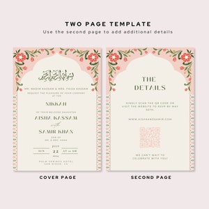Digital Muslim Wedding Invitation Template, Electronic Walima Invite ...