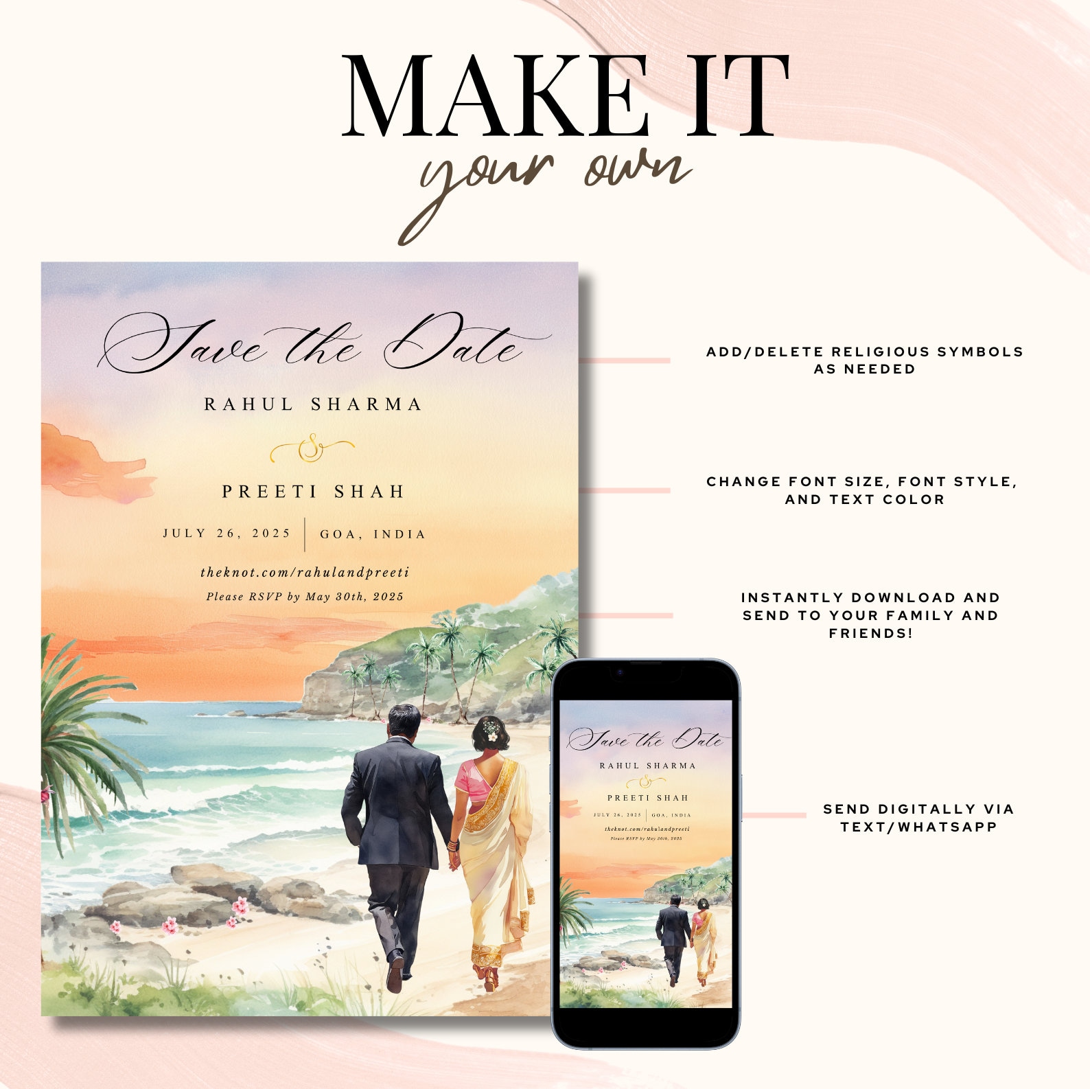 Indian Wedding Invitation Template, Goa Destination Wedding Card ...