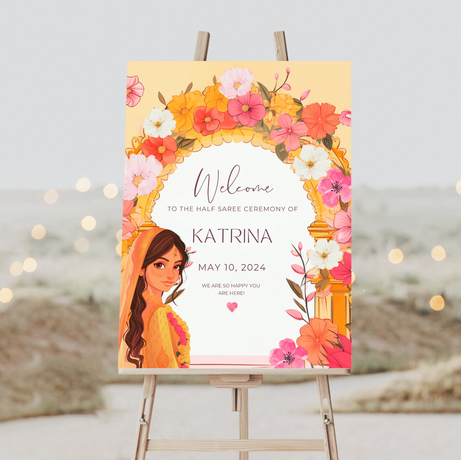 Half Saree Ceremony Sign, Puberty Ceremony Entrance Signage, Haldi ...