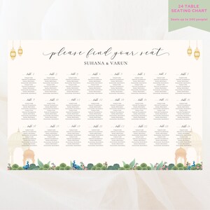 Large Indian Seating Chart Template, Indian Wedding Decor, Printable ...