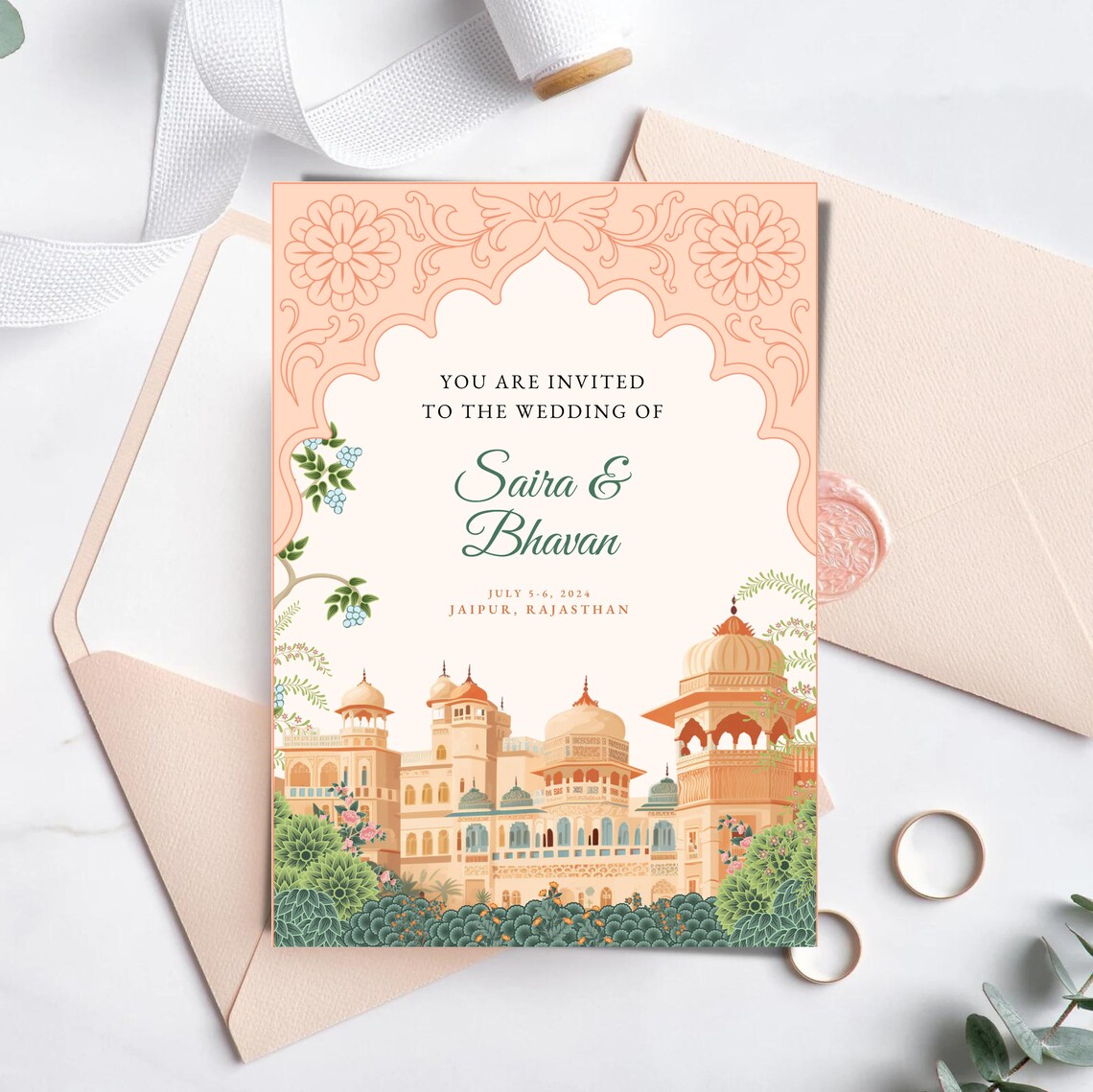 Indian Wedding Invitation, Hindu Wedding Invite Set, DIY Printable ...