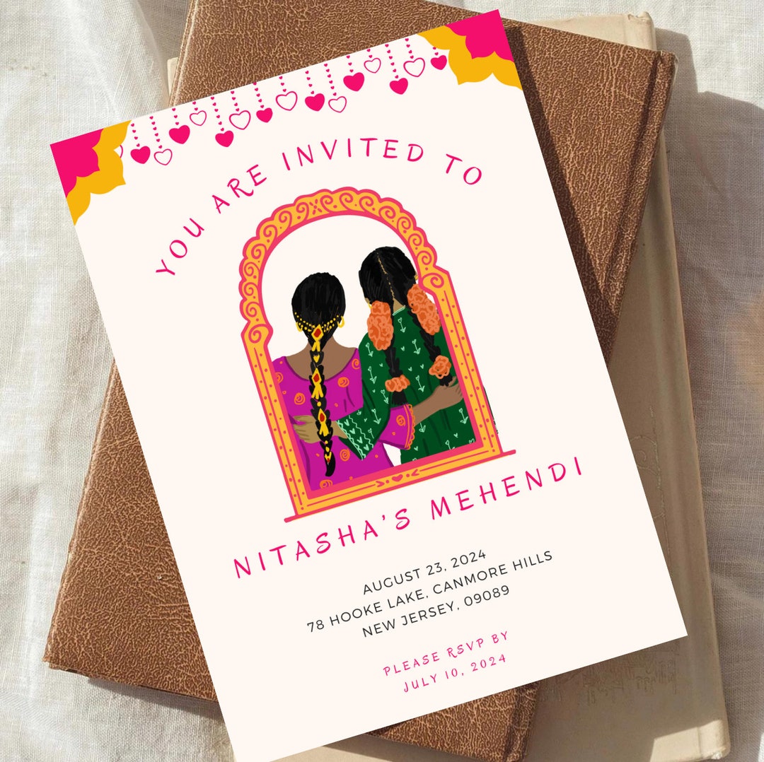 Editable Mehendi Invite as Henna Party Invitation, Mehndi Invitation ...