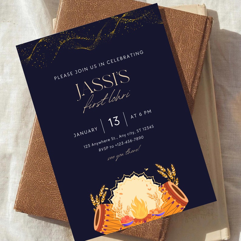 Lohri Invitation Card, Lohri Celebration, Editable DIY Invitation ...