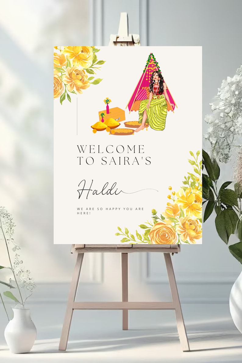 Haldi and Mehndi Welcome Sign, Custom Haldi Sign, Mehendi Welcome Sign ...