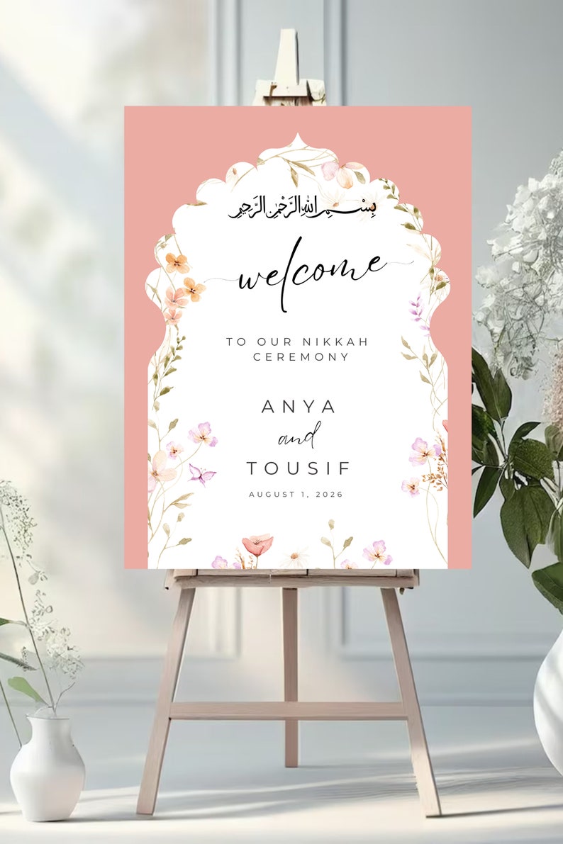 Minimalist Wedding Welcome Sign for Nikkah Ceremony, Nikkah Wedding ...