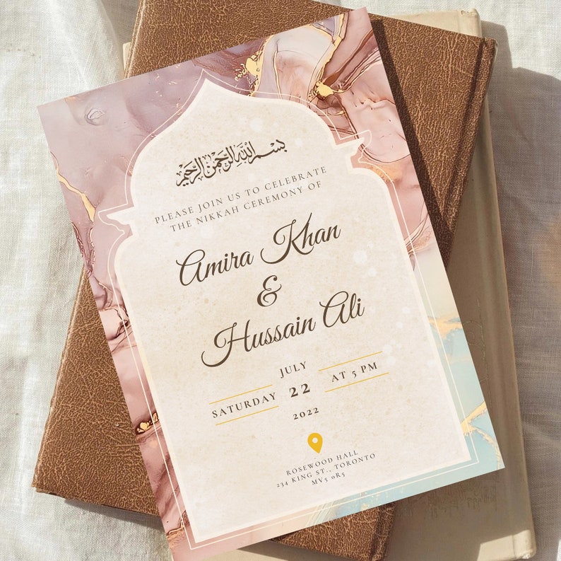 Islamic Wedding Invite Template, Luxury Nikkah Card, Nikah Invitation ...