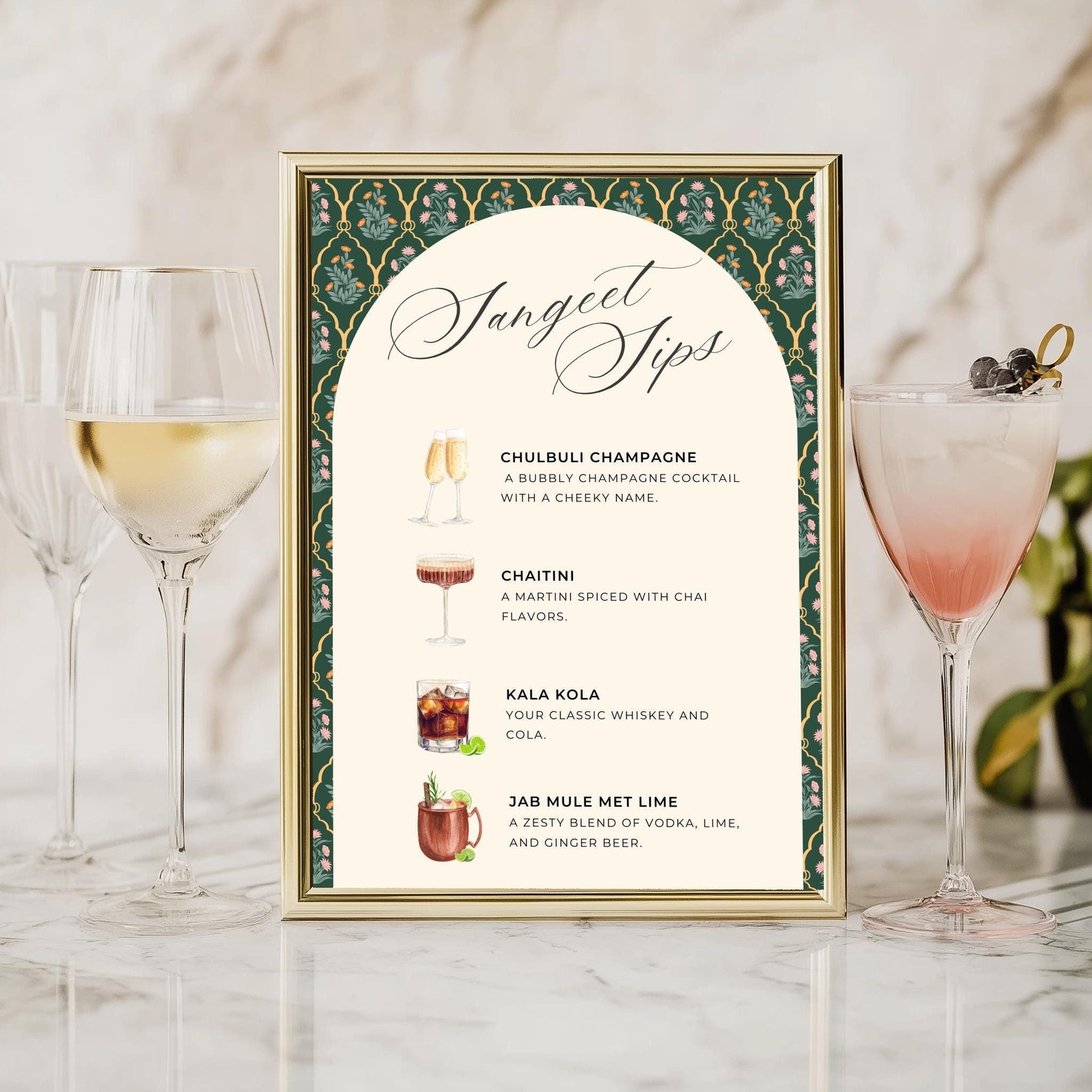 Indian Wedding Bar Signature Drinks Menu, Desi Printable Custom Drinks ...