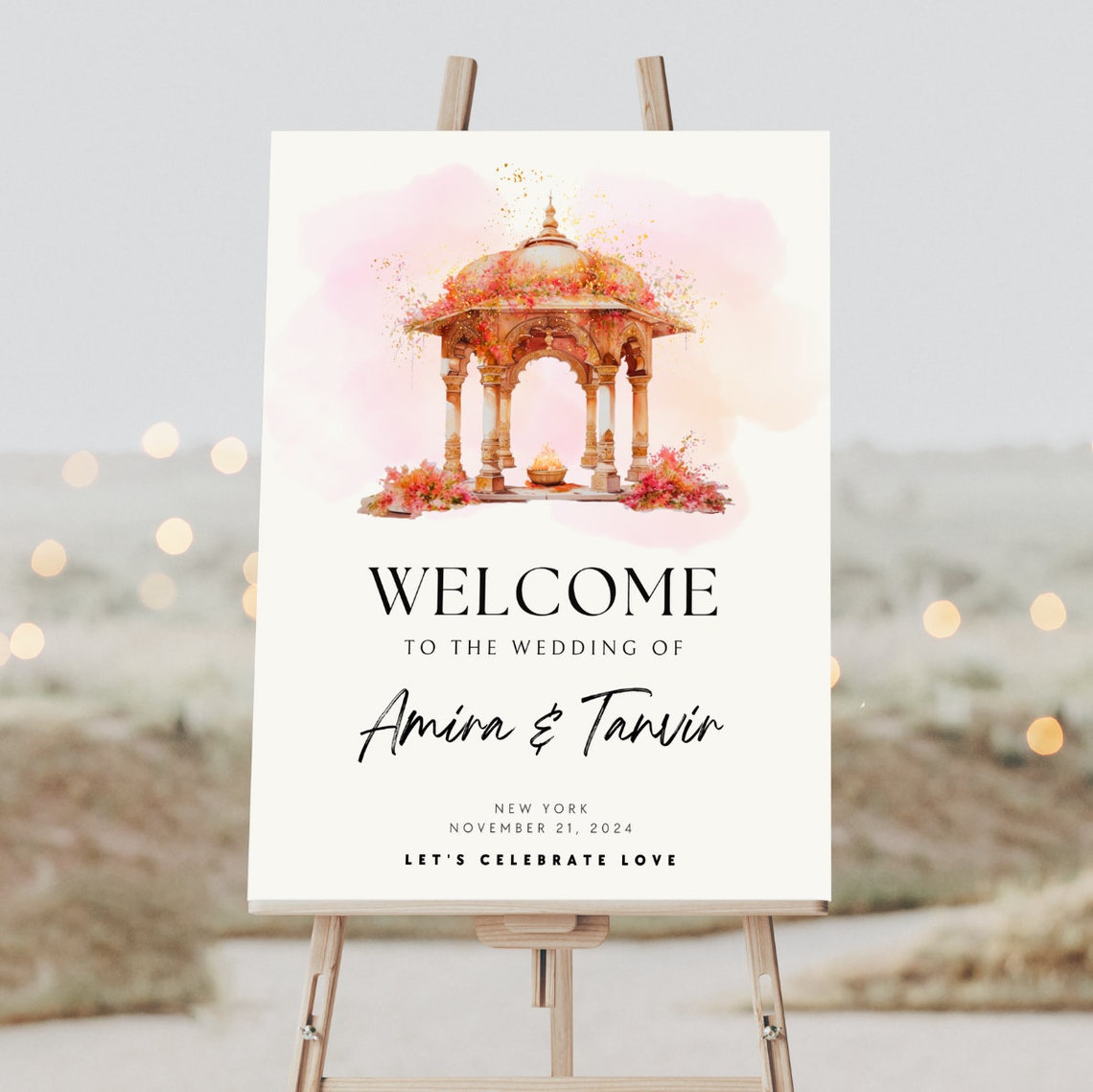 Elegant Indian Wedding Welcome Sign Hindu Wedding Welcome - Etsy