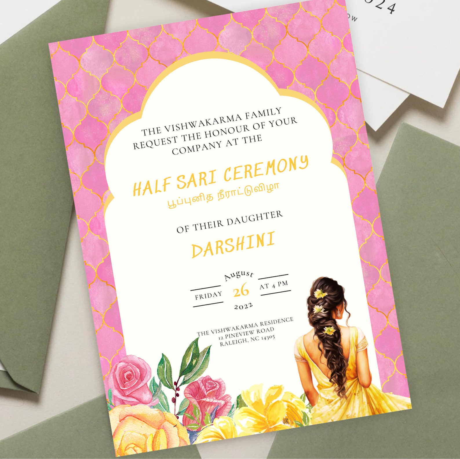 Tamil Puberty Ceremony Invitation Template, Samathiya Veedu Evite Card ...