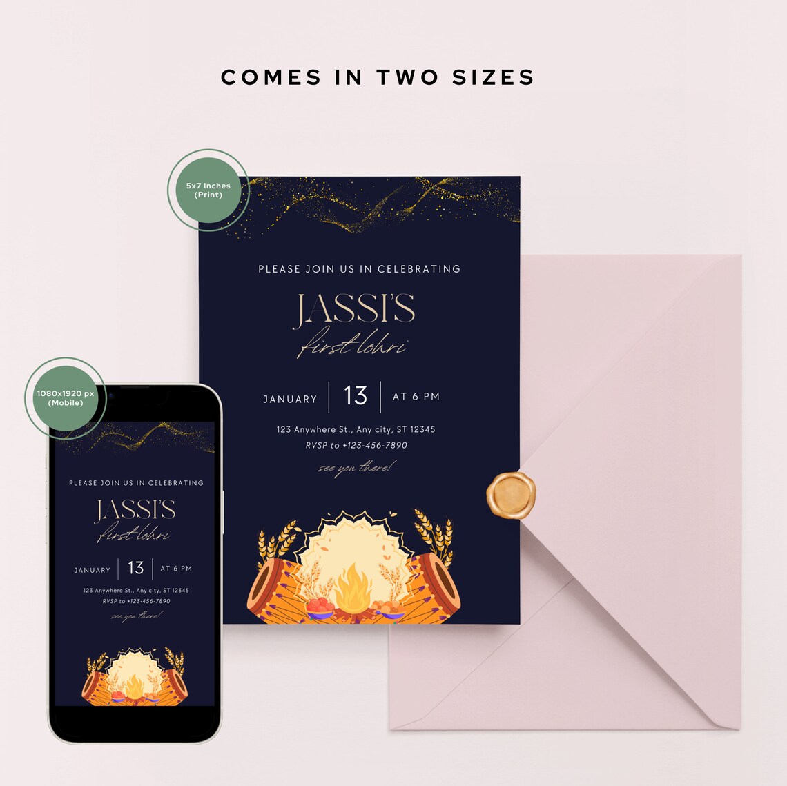 Lohri Invitation Card, Lohri Celebration, Editable DIY Invitation ...