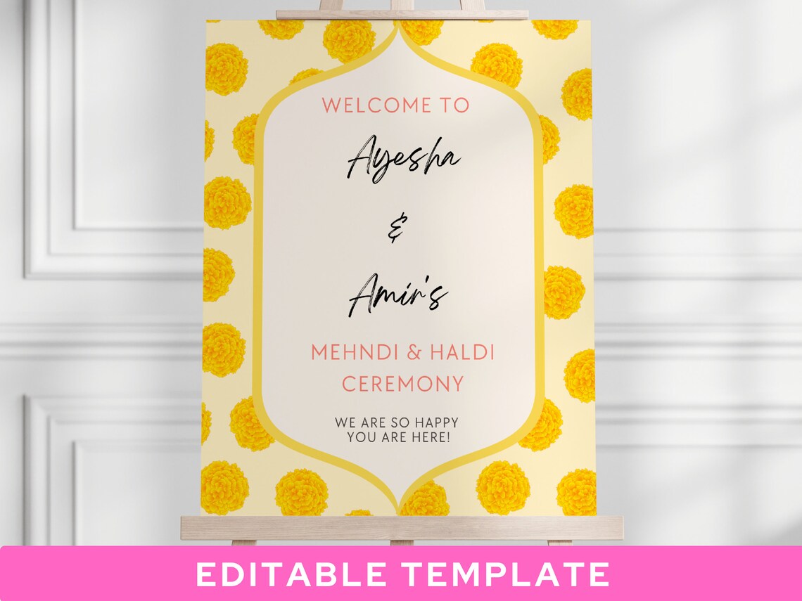 Haldi and Mehndi Welcome Sign for Indian Wedding Decor Wedding - Etsy