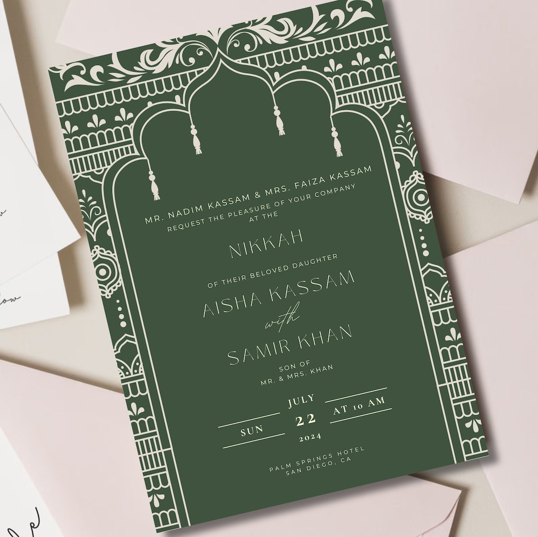 Digital Muslim Wedding Invitation Template, Electronic Walima Invite ...