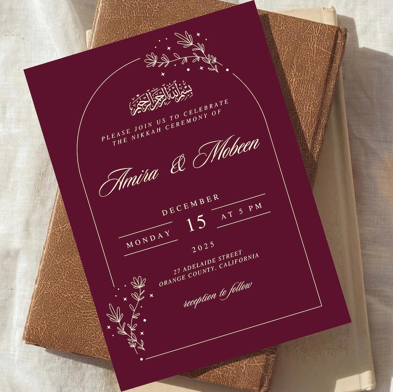 Custom Muslim Wedding Invitation Template, Digital Walima Invite ...