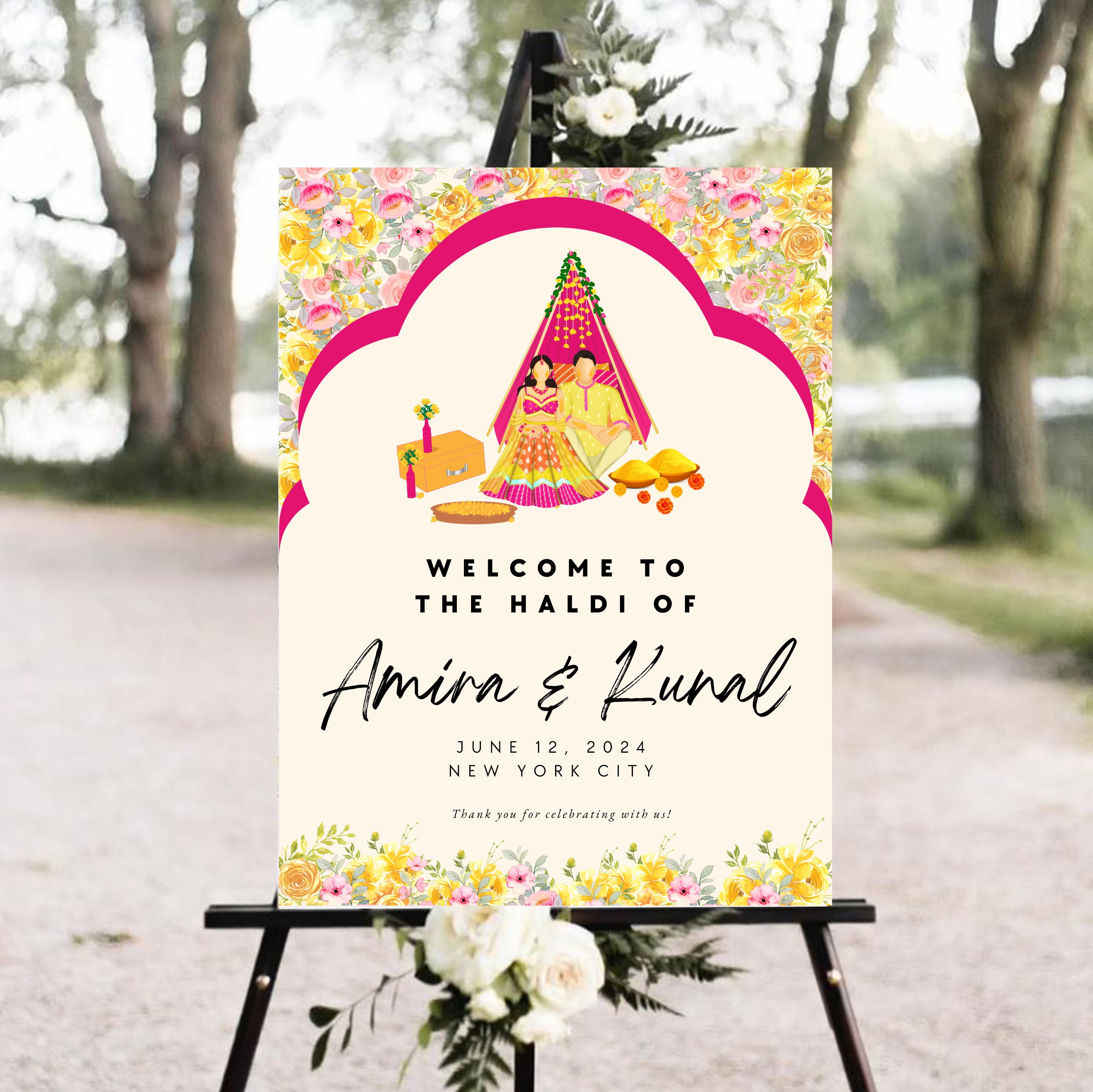 Haldi Sign, Haldi Decor, Pithi Welcome Signage, Indian Wedding Welcome ...