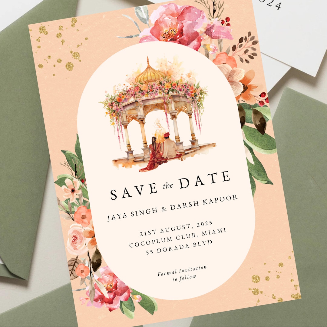 Indian Save the Date Template, Digital Hindu Wedding Save the Date ...