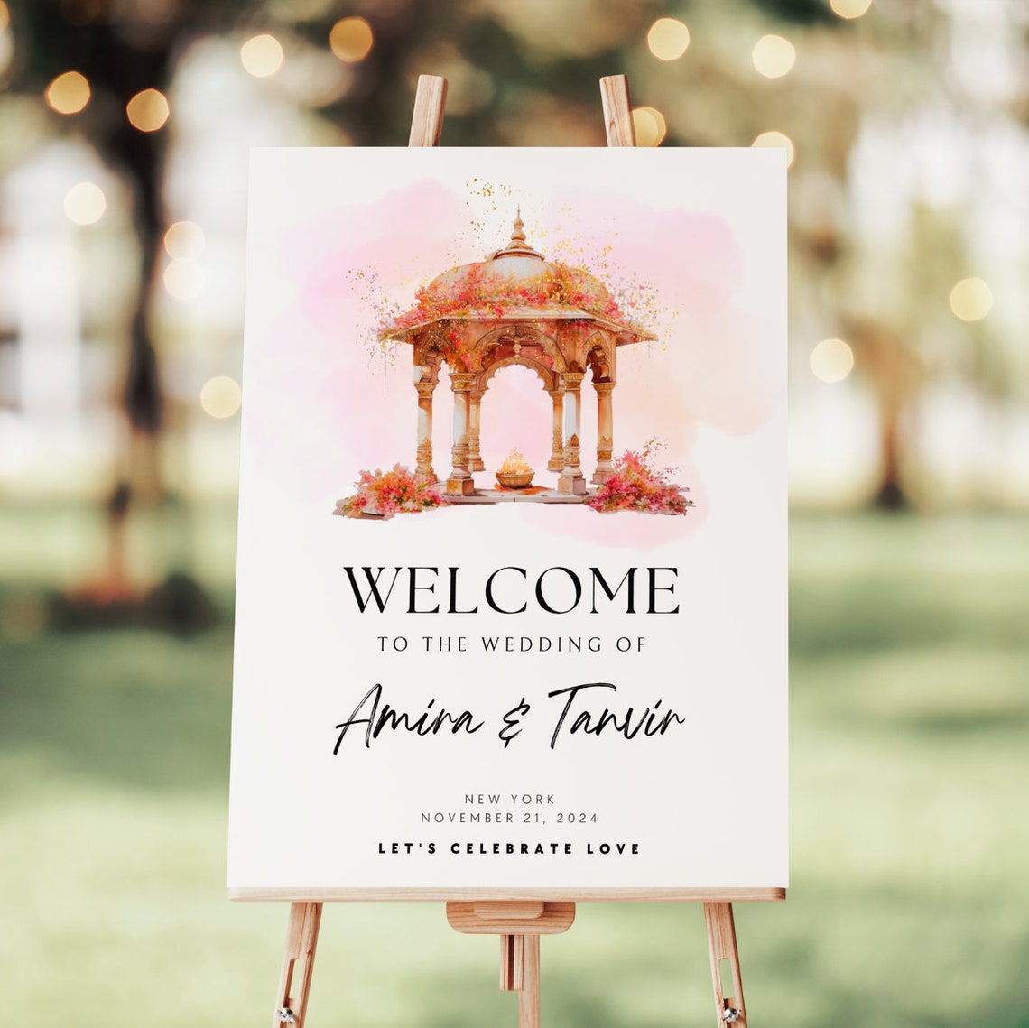 Elegant Indian Wedding Welcome Sign Hindu Wedding Welcome - Etsy