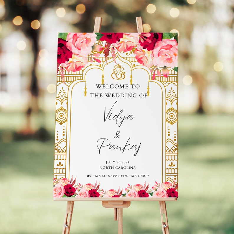 Indian Wedding Welcome Sign, Indian Wedding Decor, Hindu Wedding ...