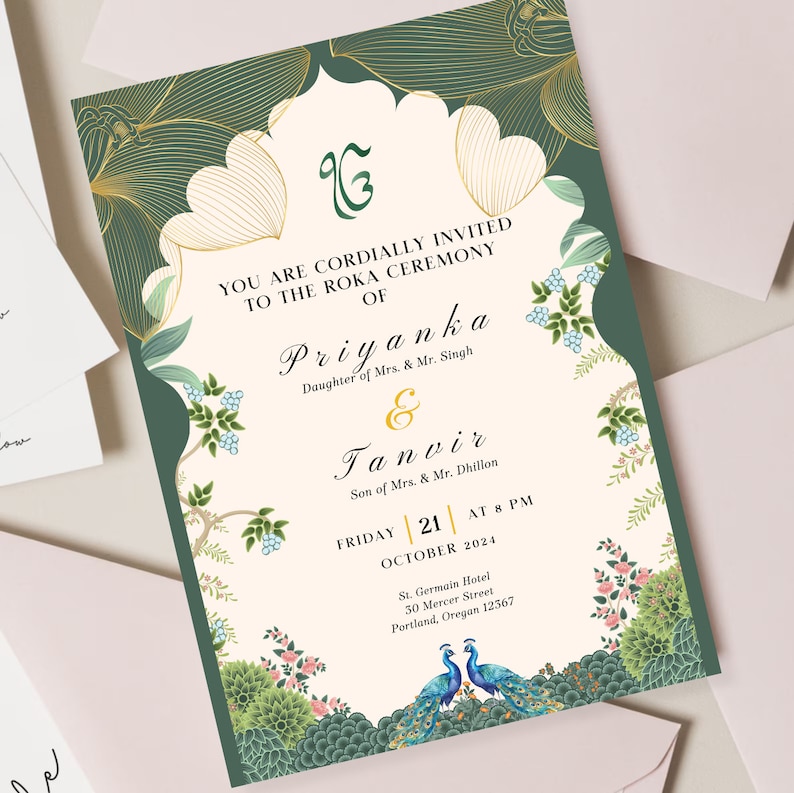 Punjabi Rokha Invitation Template, Indian Engagement Roka Card, Sikh ...
