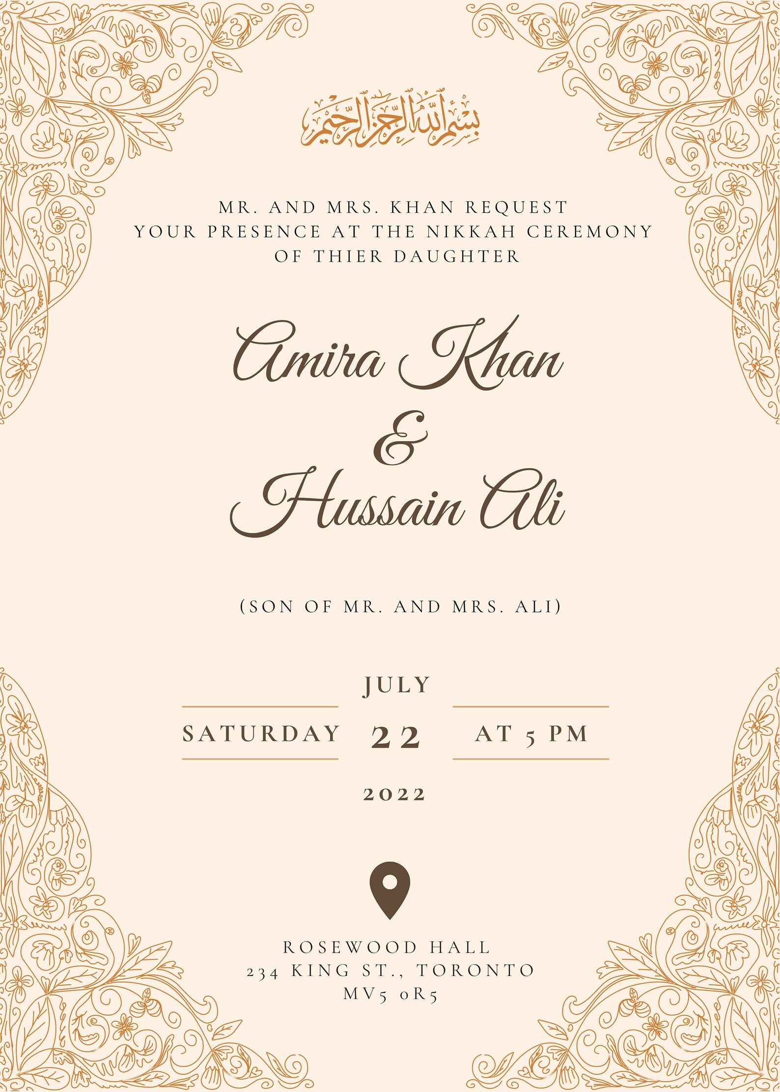 Digital Muslim Wedding Invitation Template, Electronic Walima Invite ...
