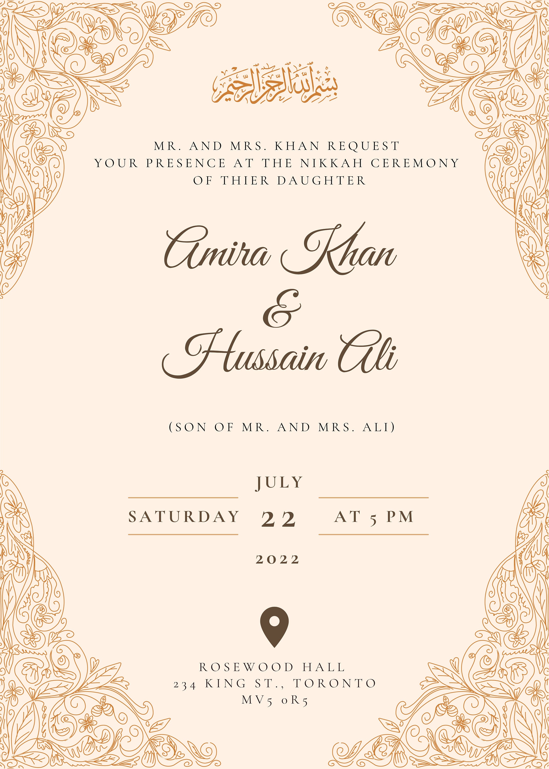 Digital Muslim Wedding Invitation Template, Electronic Walima Invite ...