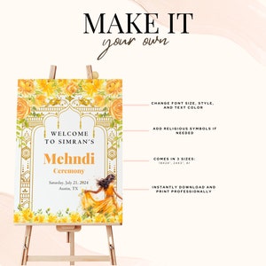 Haldi Wedding Sign, Custom Mehndi Welcome Signage, Indian Wedding ...