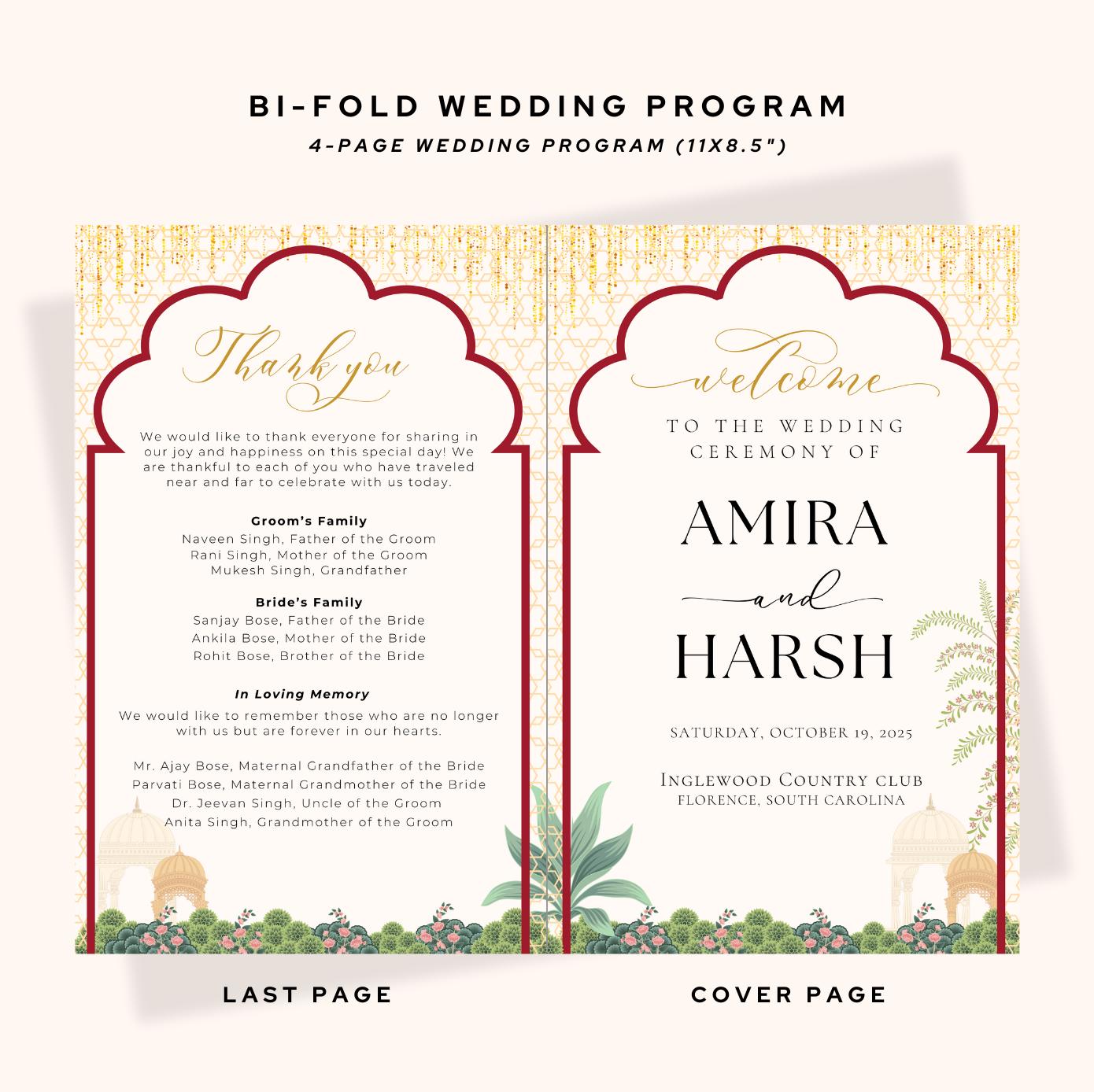 Custom Indian Wedding Program, Hindu Wedding Day Itinerary, Indian ...