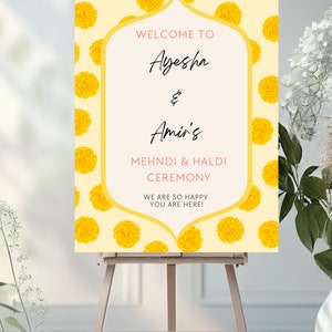 Haldi and Mehndi Welcome Sign for Indian Wedding Decor Wedding Welcome ...