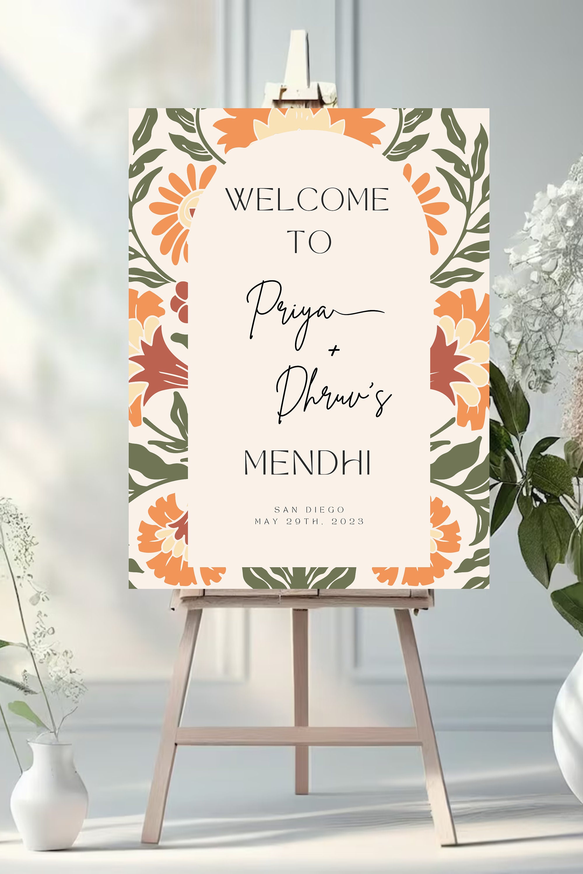 Mehndi Decor Mehndi Sign Mehndi Welcome Sign for Indian Weddings Custom ...