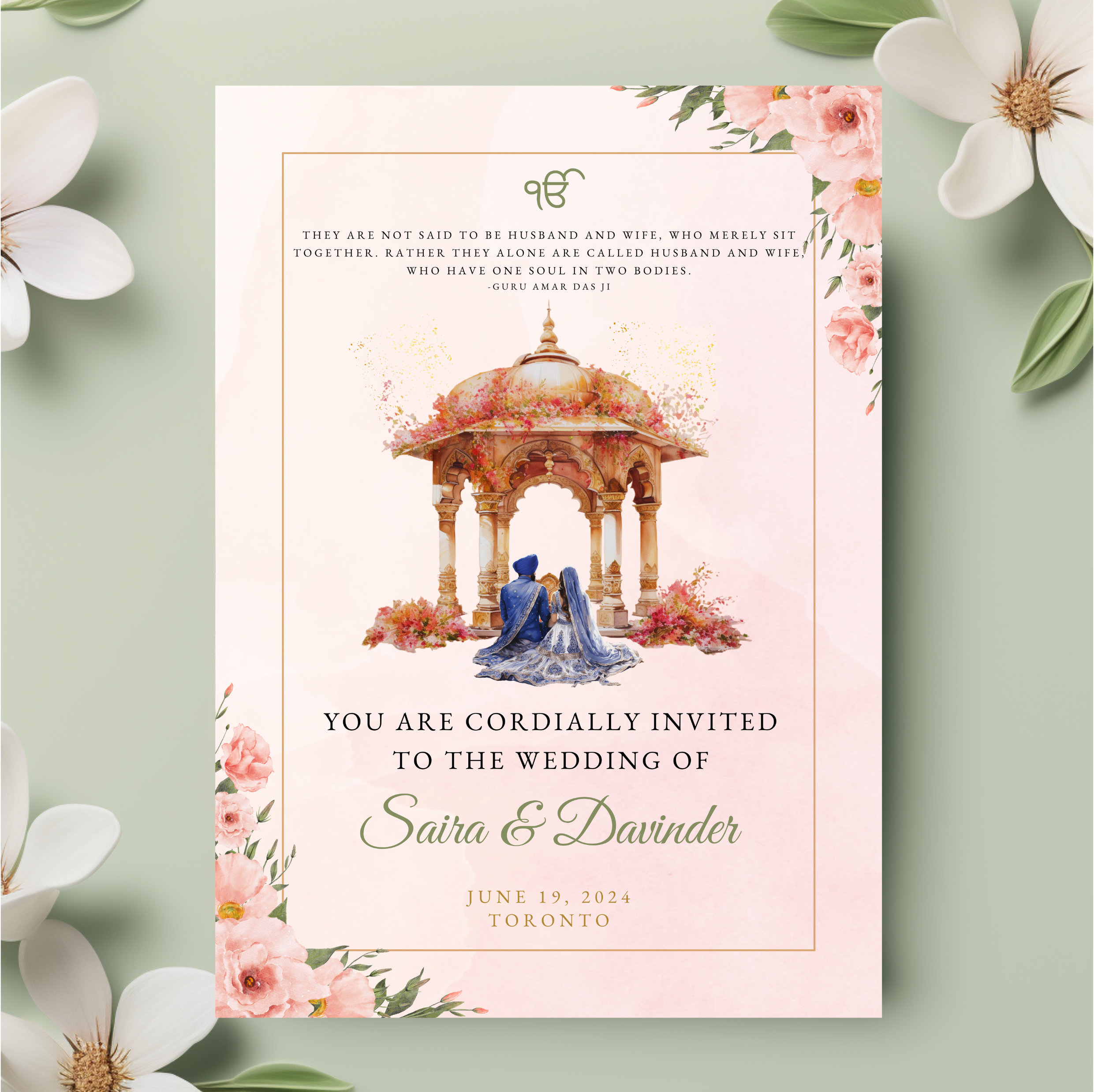 Sikh Wedding Invitation Bundle Instant Download, Custom Illustration ...