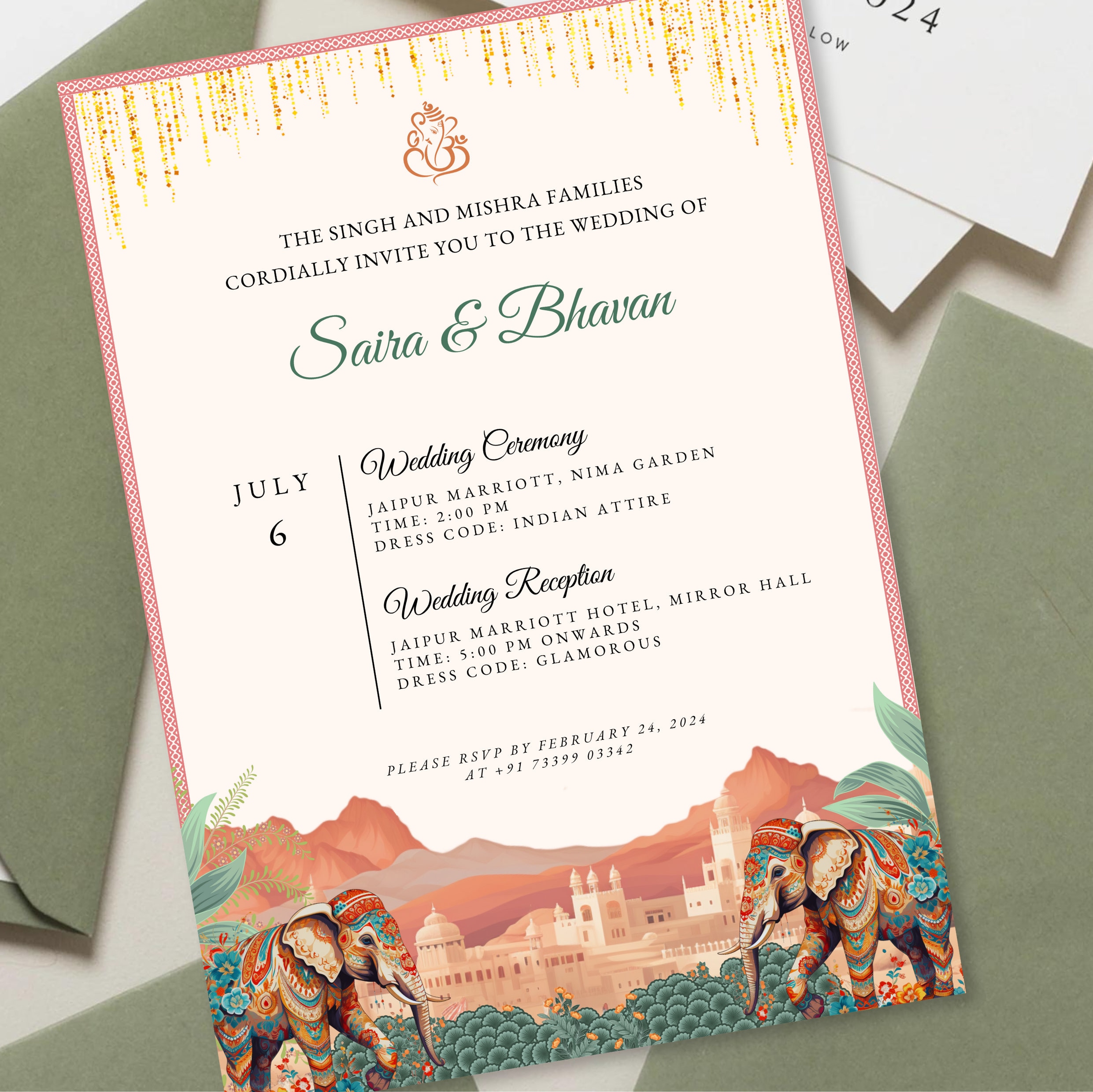 Indian Wedding Invitation, Hindu Wedding Invite Set, DIY Printable ...